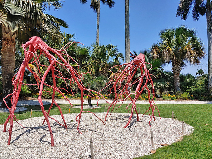 Root for the underdog! These striking red root sculptures remind us that sometimes what's beneath the surface is just as fascinating as what grows above.