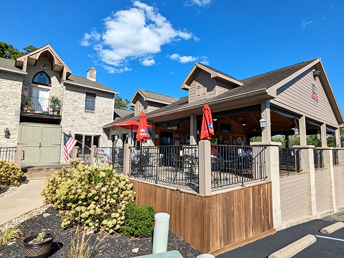 Stone House Tavern's patio beckons with the promise of good food and better stories shared over cold drinks.