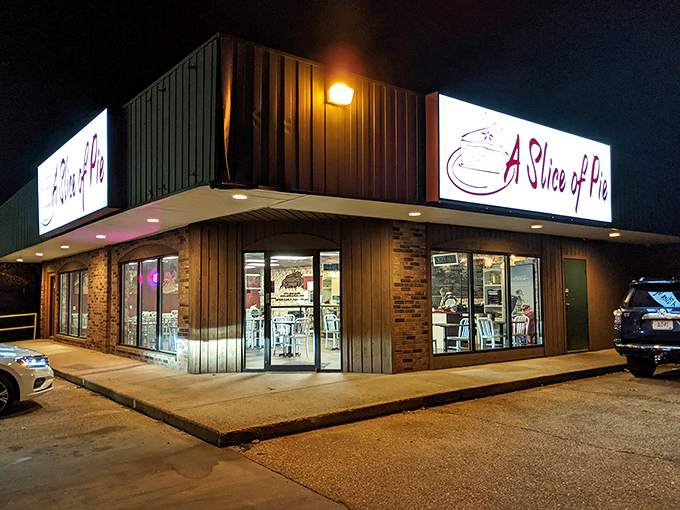 After dark, A Slice of Pie glows like a beacon for dessert pilgrims. Some treasures are worth seeking out at any hour.