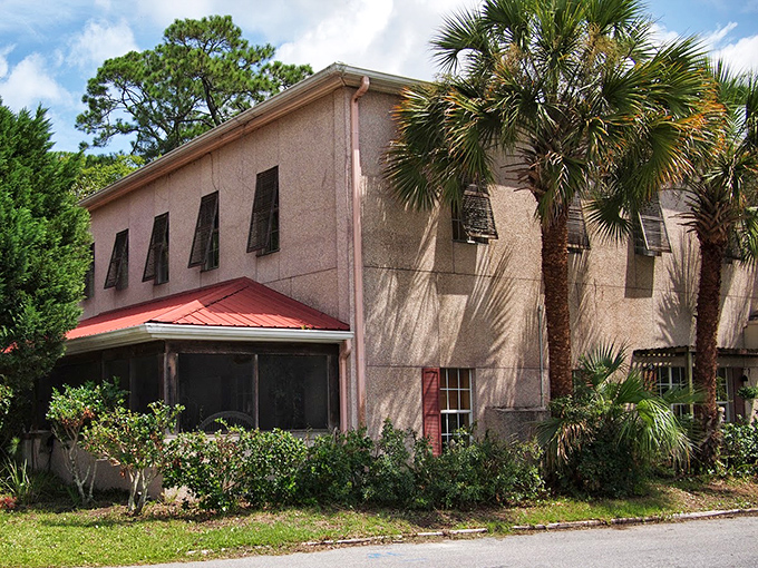 Pink-hued history with a side of Southern charm&mdash;this weathered building has stood witness to St. Marks' evolution from port to hidden gem.