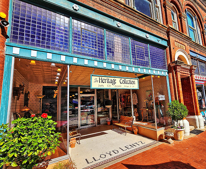 The Heritage Collection storefront whispers promises of treasures inside, where one person's memories become another's newfound vintage obsession.