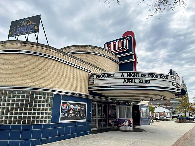 The Landis Theater stands as a gorgeous Art Deco time machine, its curved fa&ccedil;ade and vintage marquee promising entertainment that doesn't require a password or subscription.