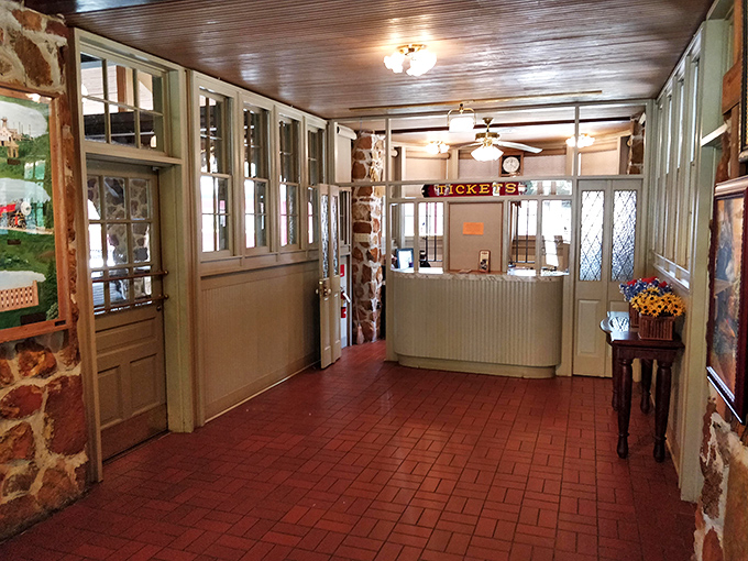 Behind this charming ticket counter, adventures are dispensed daily to travelers seeking a taste of railroad's golden age.