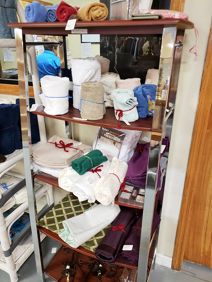 Towels and linens stacked with care &ndash; from beach days to bathroom upgrades. That mint green set would make any guest bathroom feel like a budget spa.