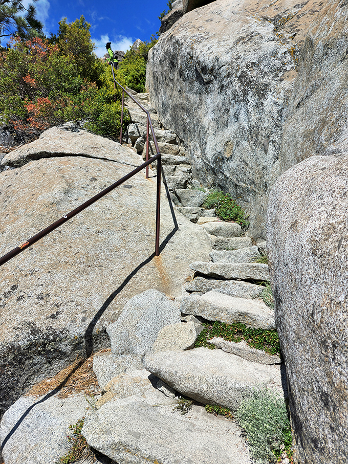 These stone steps have carried millions of visitors toward wonder. Each one worn smooth by hiking boots and growing anticipation.