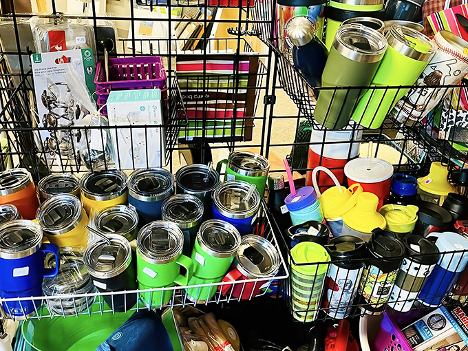 The tumbler section: a rainbow of hydration options proving that saving the planet and staying caffeinated can happen simultaneously. Eco-friendly has never looked so colorful. 