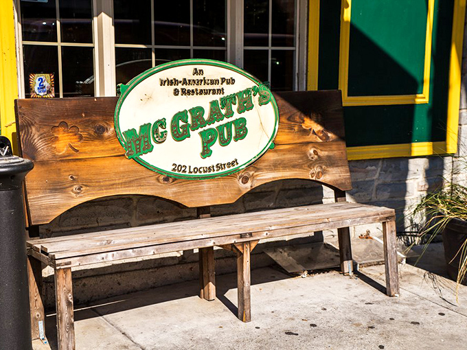 This rustic wooden bench outside McGrath's doesn't just offer seating &ndash; it's where anticipation builds before entering this slice of Ireland in Harrisburg.