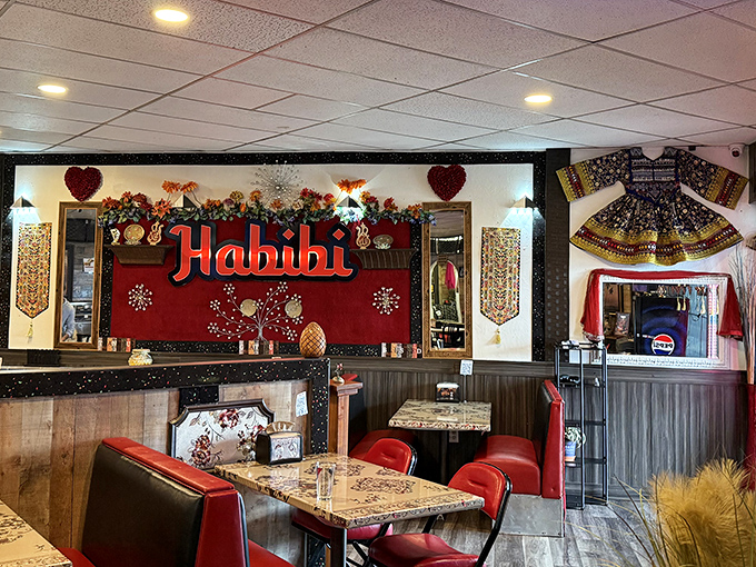 Wall decorations add character and cultural warmth, reminding you this isn't just dinner&mdash;it's a complete experience.