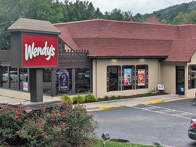 Even Wendy's got the Bavarian makeover memo, because consistency matters when committing to an Alpine village theme.