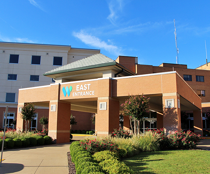White River Medical Center's well-maintained entrance garden demonstrates that even healthcare facilities in Batesville prioritize beauty and tranquility.