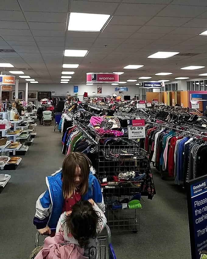 The store's vastness can be overwhelming at first glance, but seasoned thrifters know to come with time, patience, and an open mind.
