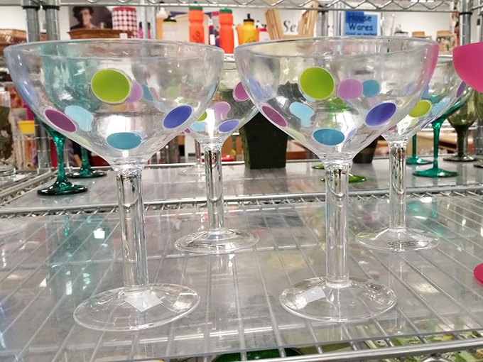 These festive martini glasses aren't just drinkware &ndash; they're party starters waiting to host your next gathering with their playful polka dots.