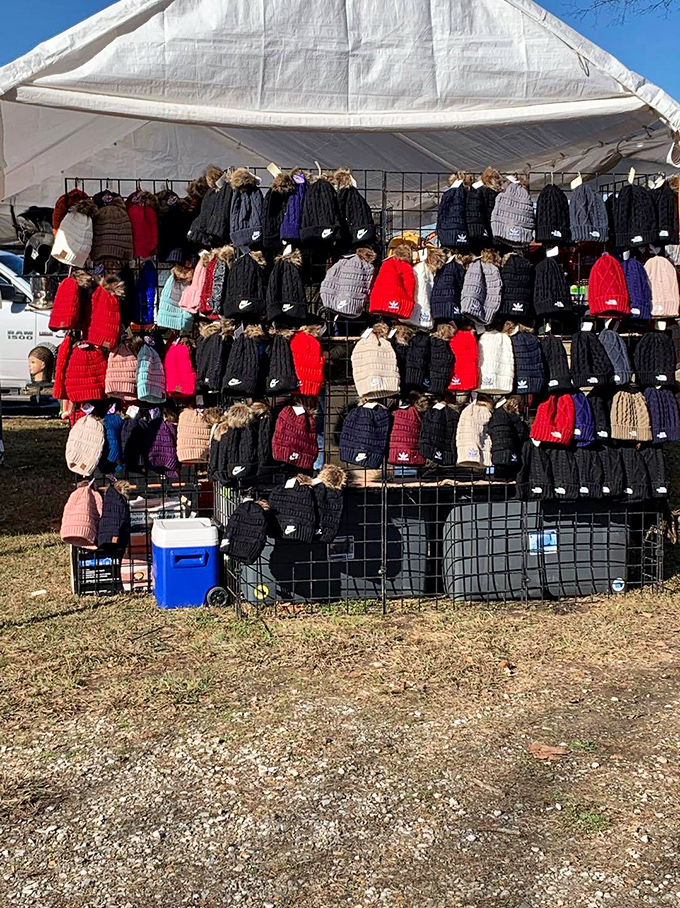 Winter preparation in the South—where a cold snap means breaking out these colorful knit hats for those three chilly weeks in January.