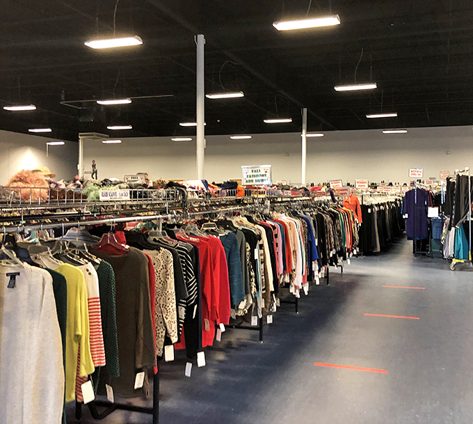 The women's section stretches toward the horizon like a fashionista's dream, where patience rewards the persistent with designer labels at diner prices.