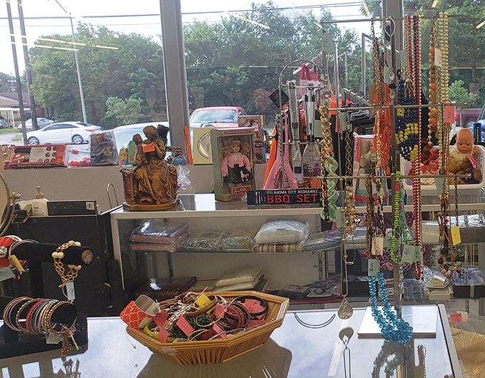 The jewelry counter gleams with possibilities&mdash;where someone's discarded accessories become your conversation-starting treasures.