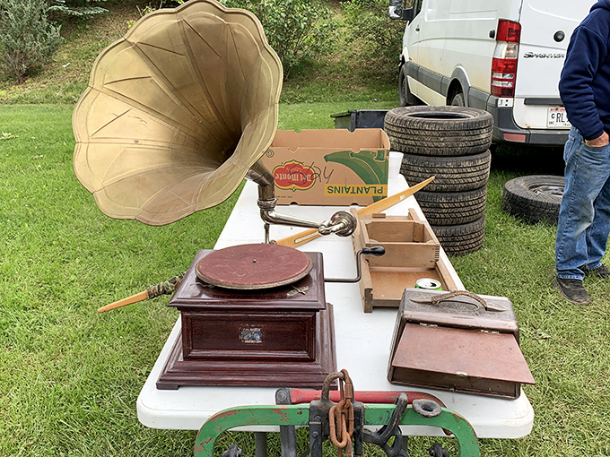 The original Spotify! This antique gramophone once filled parlors with scratchy tunes long before digital playlists and noise-canceling headphones existed.