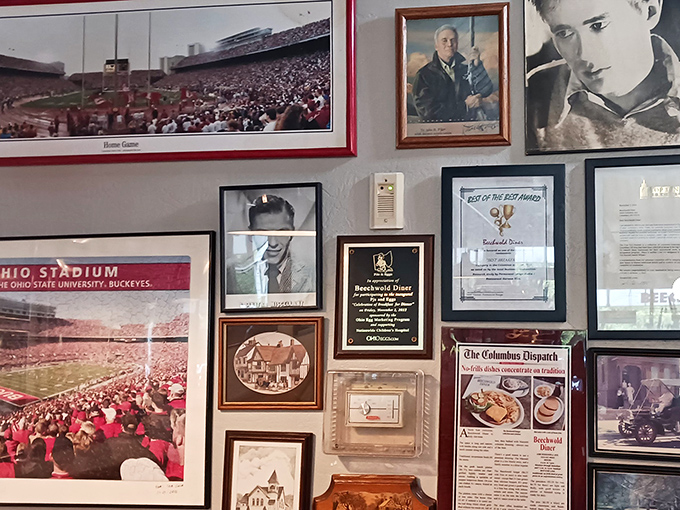 Wall-to-wall memories featuring everything from Beatles crossings to Ohio State pride, creating instant conversation starters for strangers.