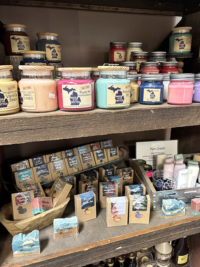 Beyond ice cream, a treasure trove of Michigan-made candles and soaps &ndash; because smelling like vanilla shouldn't be limited to your cone.
