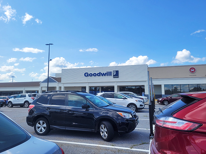 Blue skies and bargains—the Hooksett Goodwill's exterior promises a shopping adventure that's as budget-friendly as it is environmentally conscious.