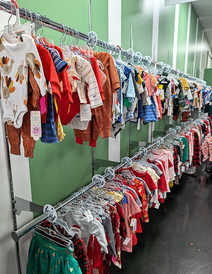 The children's clothing section is a rainbow of possibilities, organized by size so you don't have to play the "will this fit?" guessing game.