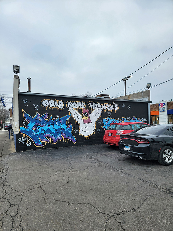 Even the graffiti celebrates the chicken! When your restaurant inspires street art, you know you've transcended mere food establishment status.