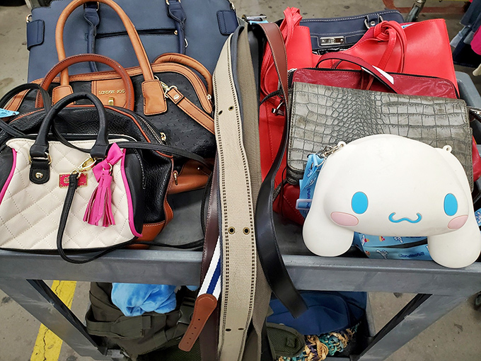 Designer bags without designer prices. That red tote might have carried someone's lunch once, but now it's ready for your beach essentials.