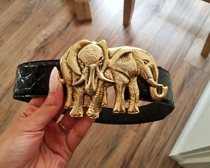 That moment when a vintage elephant belt buckle becomes the statement piece your wardrobe never knew it needed.