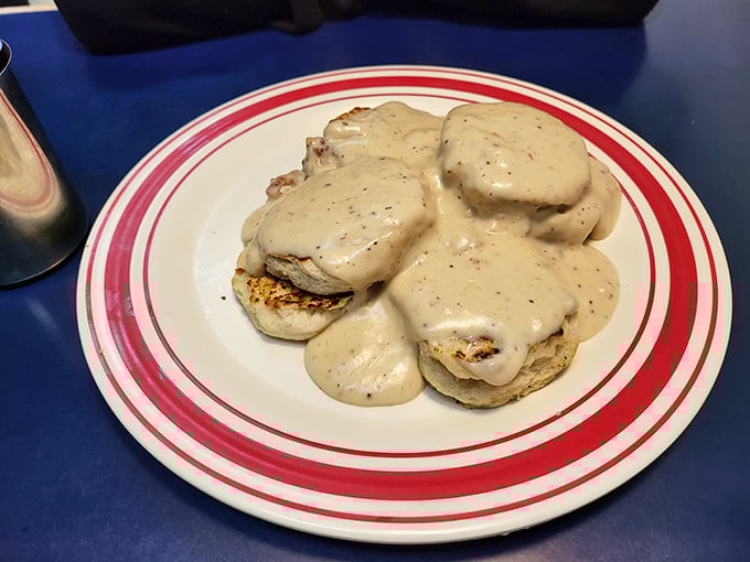 Biscuits and gravy&mdash;the breakfast that hugs you from the inside. These golden pillows drowning in creamy gravy are worth every delicious calorie.