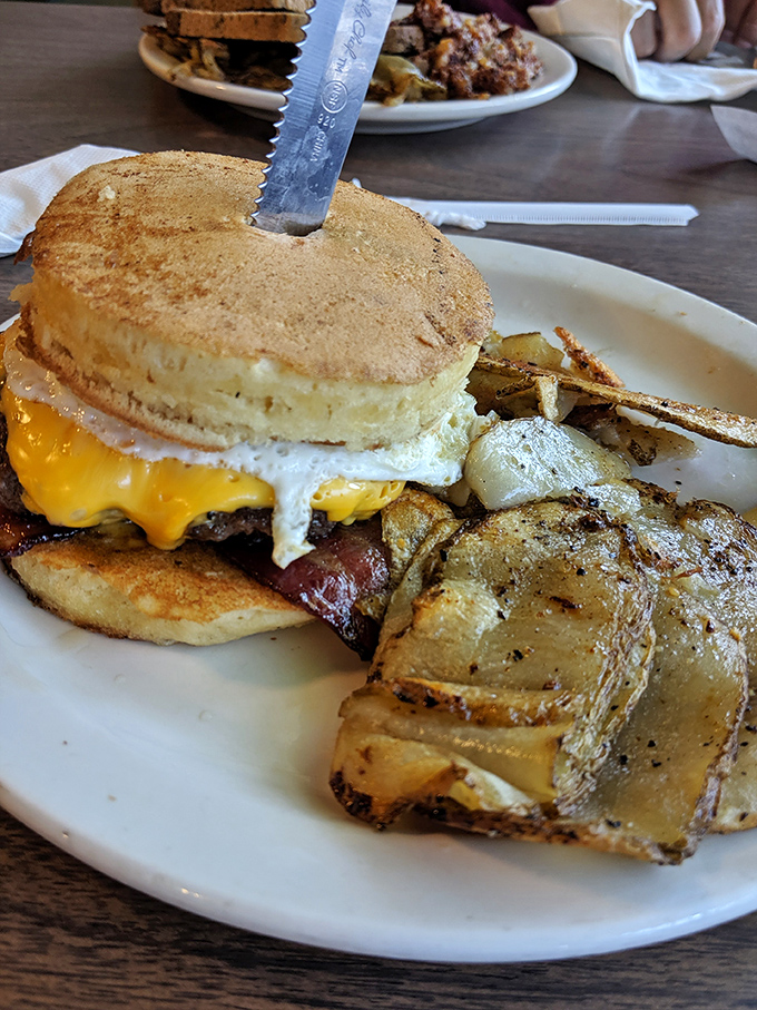 The breakfast burger &ndash; where morning and midday collide in a glorious fusion that makes you question why we have meal-specific foods at all.