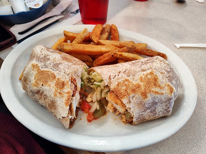 This isn't just a wrap&mdash;it's a perfectly constructed handheld feast with a golden exterior hiding a treasure trove of savory fillings.