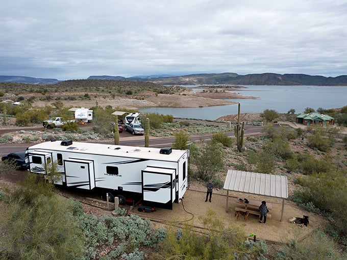 Home with a view! Lake Pleasant's shoreline camping spots combine the comforts of RV living with million-dollar panoramas.