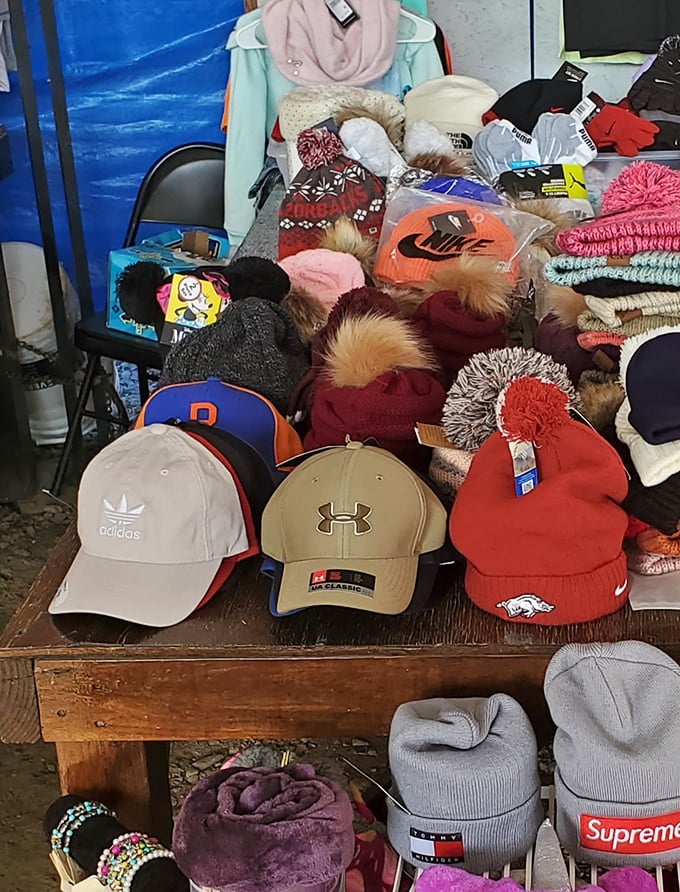 Hat heaven for sports fans and fashion enthusiasts alike. That Razorbacks cap has definitely seen some nail-biting fourth quarters!