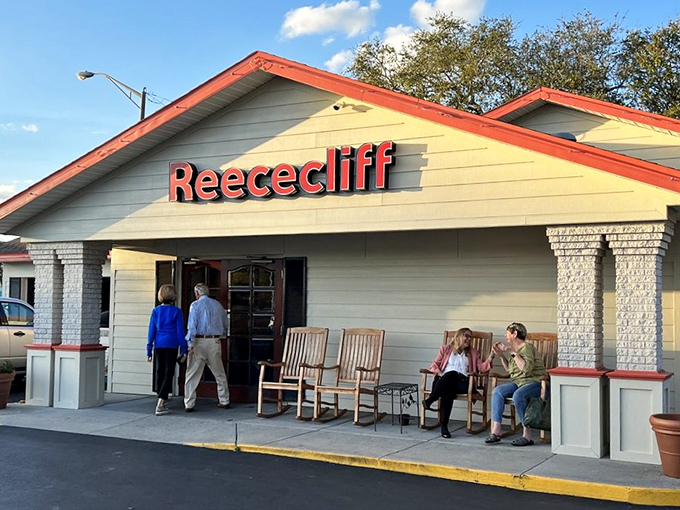 The morning light catches Reececliff's welcoming exterior, promising a day that starts right &ndash; with biscuits, gravy, and Florida hospitality.