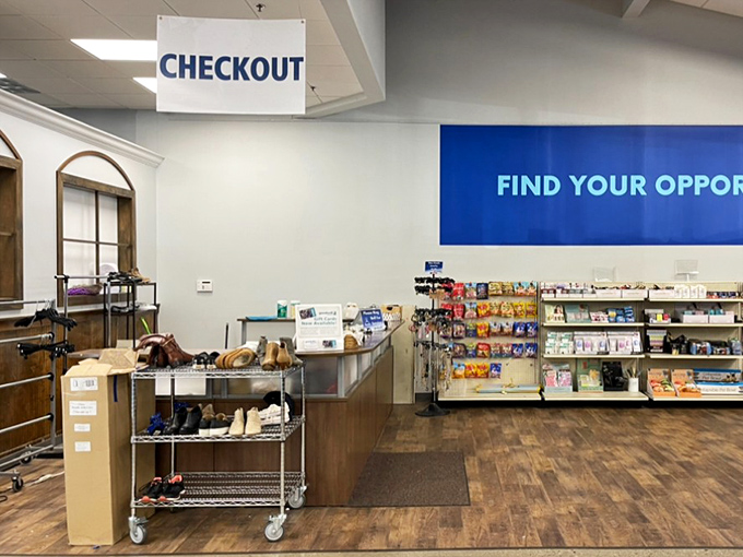 The checkout area, where dreams become reality and wallets remain surprisingly full&mdash;the finish line of a successful treasure hunt.