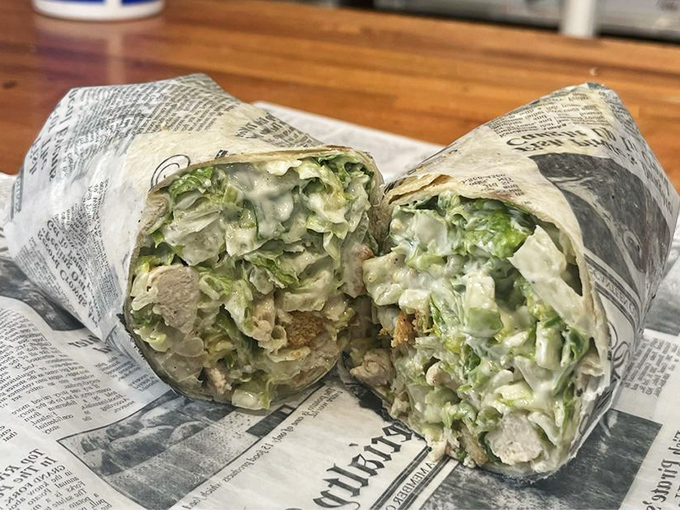The chicken Caesar wrap offers a lighter option that doesn't skimp on flavor&mdash;for when you want to pretend you're being virtuous.