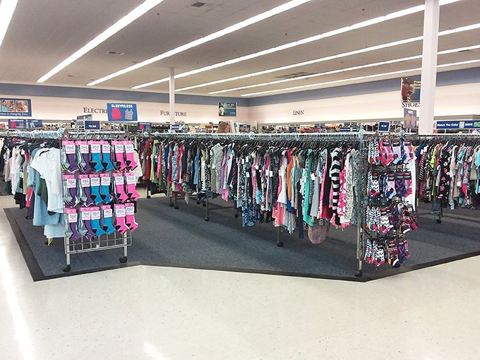 The clothing section: where fashion goes for its second act, and your $30 transforms into an entire season's wardrobe.