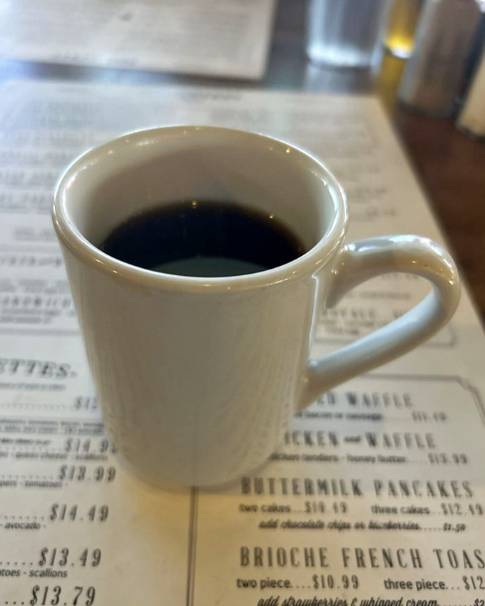 Coffee served in proper mugs, strong enough to wake the dead and keep conversations flowing endlessly.