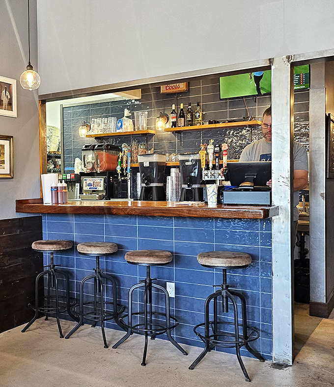 The blue-tiled bar &ndash; where barbecue pilgrims rest their elbows and contemplate ordering just one more rack of ribs.