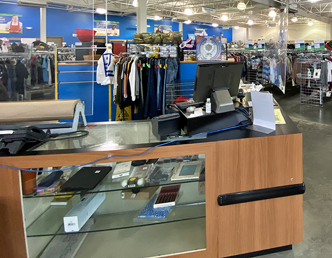 Command central where bargains get processed. This checkout counter has witnessed countless moments of "I can't believe I found this!" excitement.