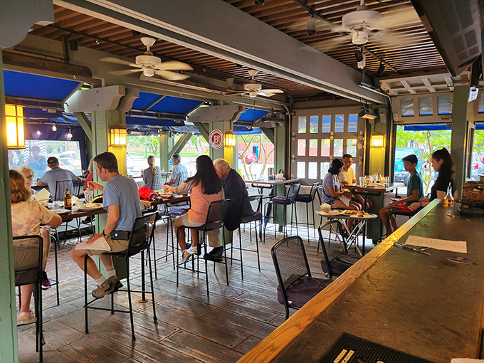 Where seafood enthusiasts gather to worship at the altar of fresh catches and cold drinks—a congregation of good taste.