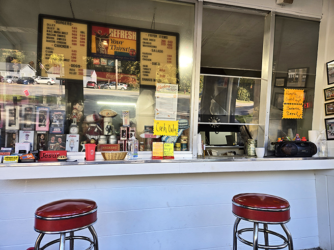 The counter view&mdash;where anticipation builds as you watch your order being prepared and the aroma of grilling burgers fills the air.
