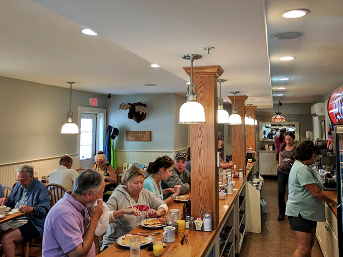 Where locals and visitors break bread together &ndash; the morning crowd at Dot's is as much a Vermont institution as maple sugaring.