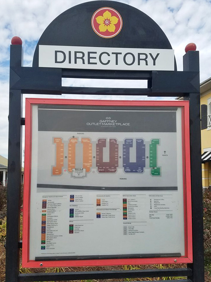 The mall directory&mdash;a treasure map for the serious shopper who approaches outlet adventures with strategic precision and tactical planning.