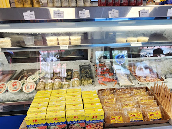 This display case isn't just refrigeration &ndash; it's a museum of Maryland's finest marine offerings, curated daily by the tides.