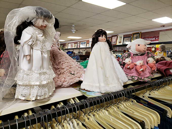 Porcelain dolls with thousand-yard stares that somehow manage to be both charming and slightly unnerving—perfect for collectors or gentle haunting.