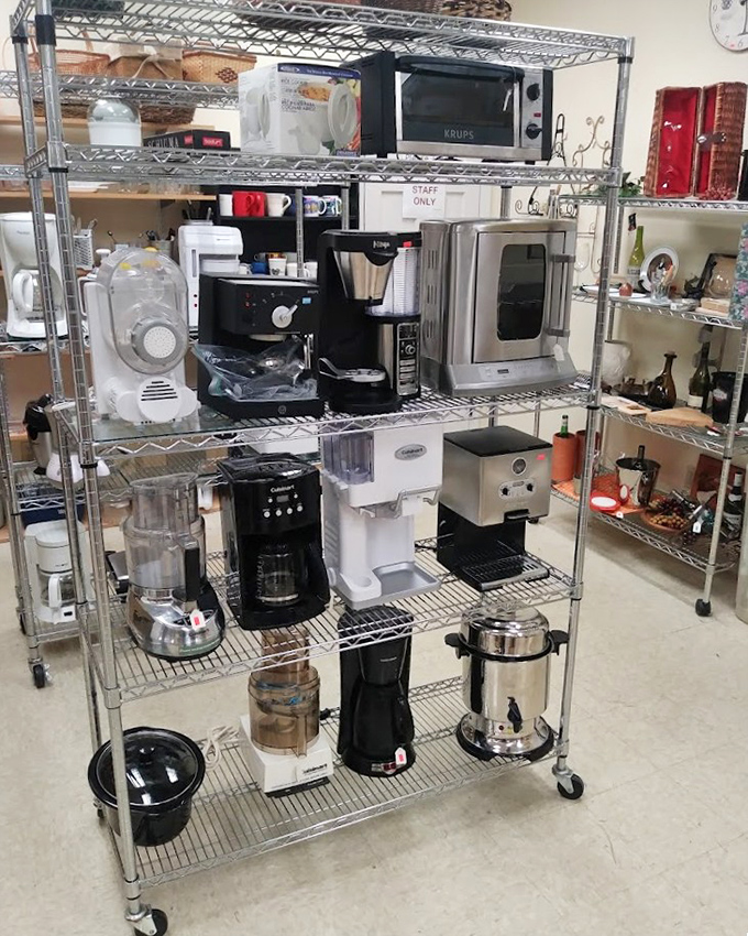 The small appliance section: where coffee makers of every generation gather to remind us how far brewing technology has come since the 1990s.