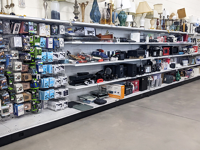 The electronics section: where yesterday's gadgets await tech-savvy shoppers who know that "gently used" often means "barely touched."