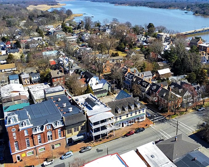 Winter reveals Chestertown's bones &ndash; a perfect colonial grid meeting the Chester River, showcasing centuries of thoughtful town planning.