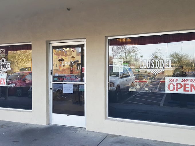 "Yes We're Open"&mdash;three beautiful words on Lou's entrance, promising refuge from both hunger and Las Vegas's relentless desert sun.