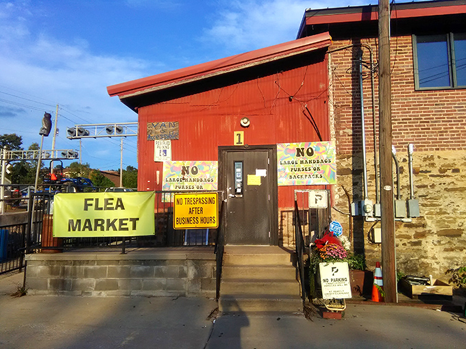 The entrance beckons with promises of treasures beyond that weathered door&mdash;no large handbags, purses, or backpacks, please!